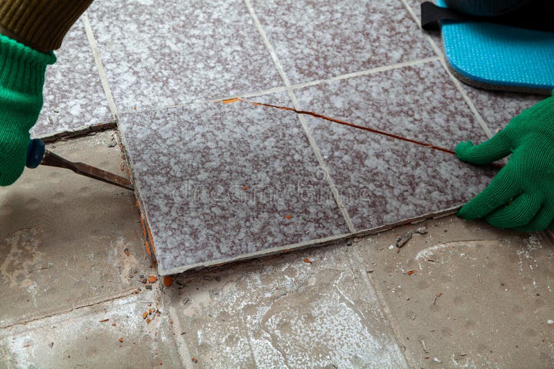 Hands Take Tile with Chisel Stock Photo - Image of floor, rose: 223635966