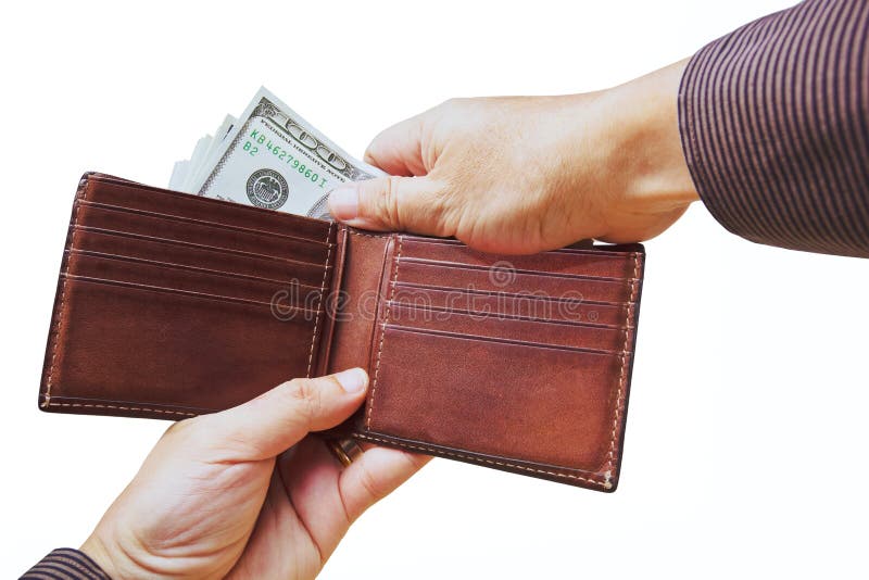 Hands taking out cash stock image. Image of isolated - 30807517