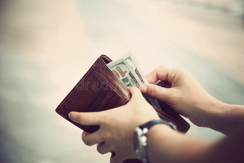 Hands Taking Out Money from Wallet Stock Photo - Image of growth ...