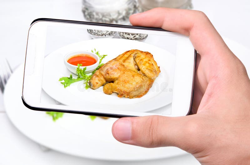 Hands Taking Photo Chicken with Smartphone Stock Photo - Image of ...