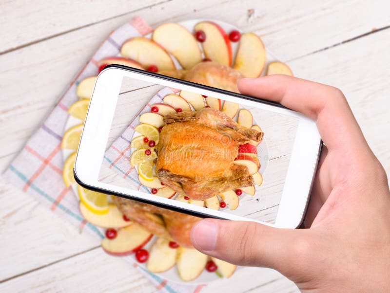 Hands Taking Photo Chicken with Smartphone Stock Image - Image of ...