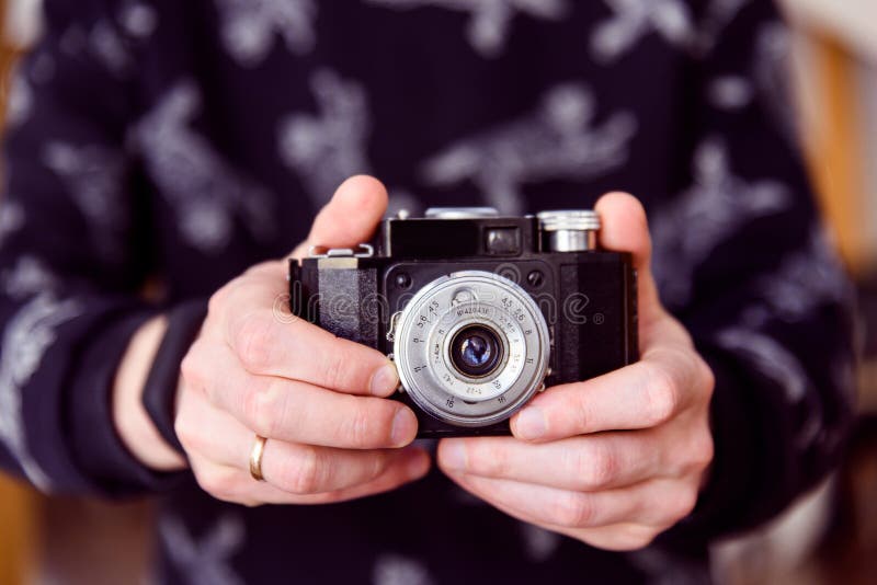 Hands Taking Photo with Retro Camera Close-up Editorial Photography ...
