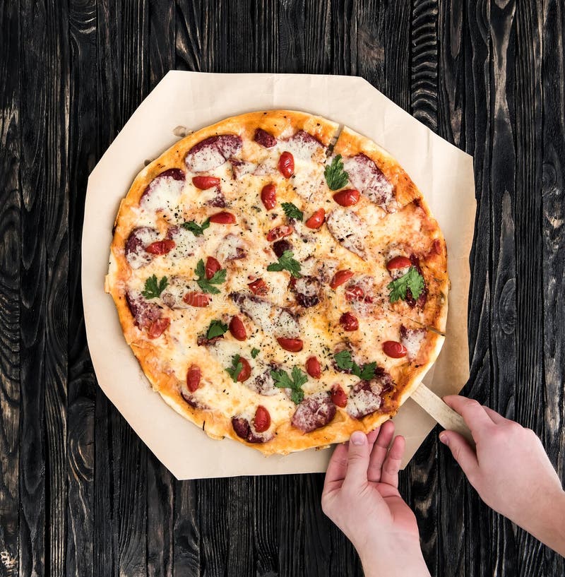 Delicious Pizza with Text Space Stock Photo - Image of meal, cheese ...