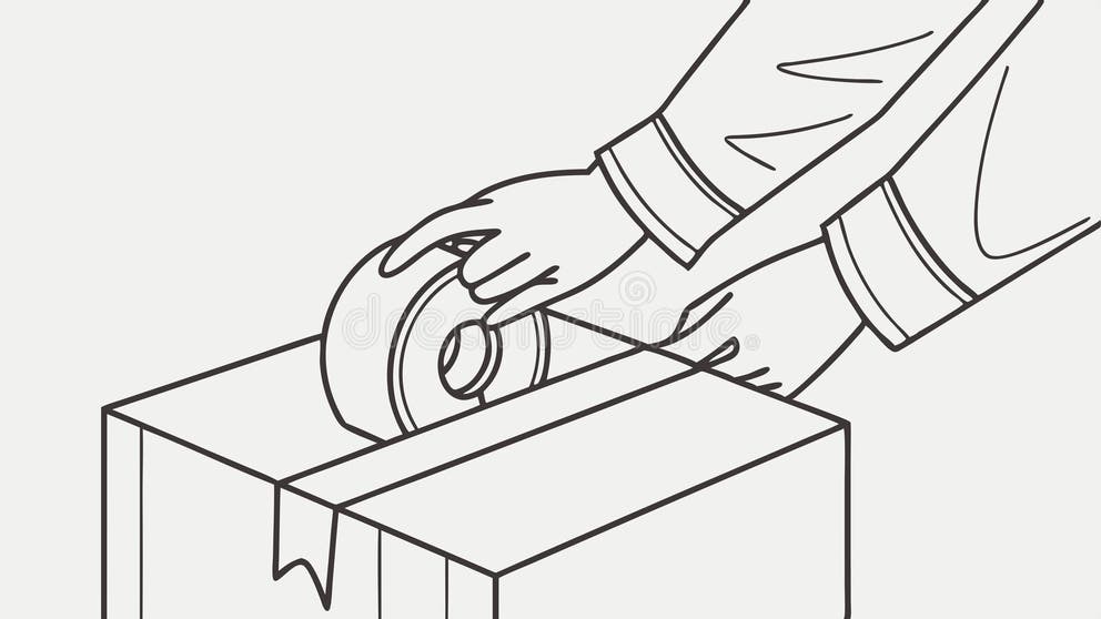 Hands Taping a Box, Symbolizing Packaging, Shipping, and Secure ...