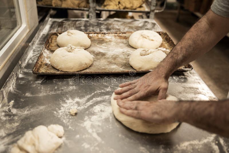 Hands of the Master Baker in Bread Production Stock Photo - Image of ...
