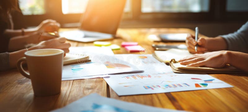 The Hands of a Team Collaborating Over Documents and Ideas in a ...