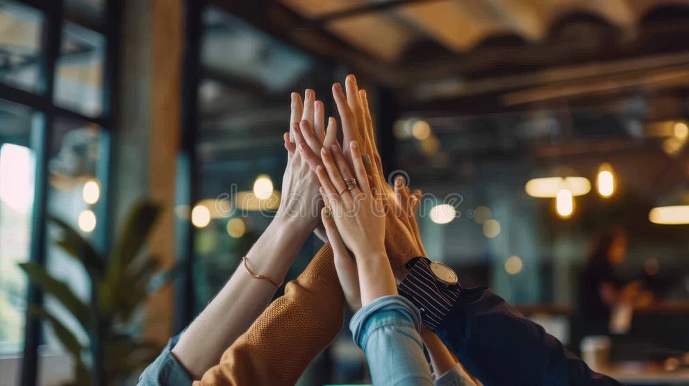 Hands in a Team Huddle. AI Generated Stock Image - Image of coworkers ...