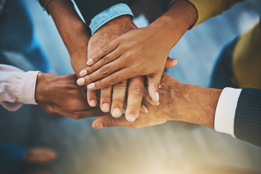 Hands, Teamwork and Business People Huddle for Support, Synergy or ...