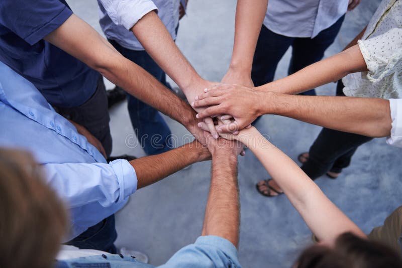 Hands, Teamwork and Business People with Top View of Collaboration ...
