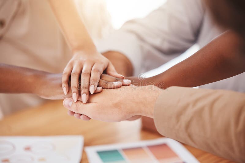 Hands, Teamwork and Motivation with a Team in Celebration of a Goal ...