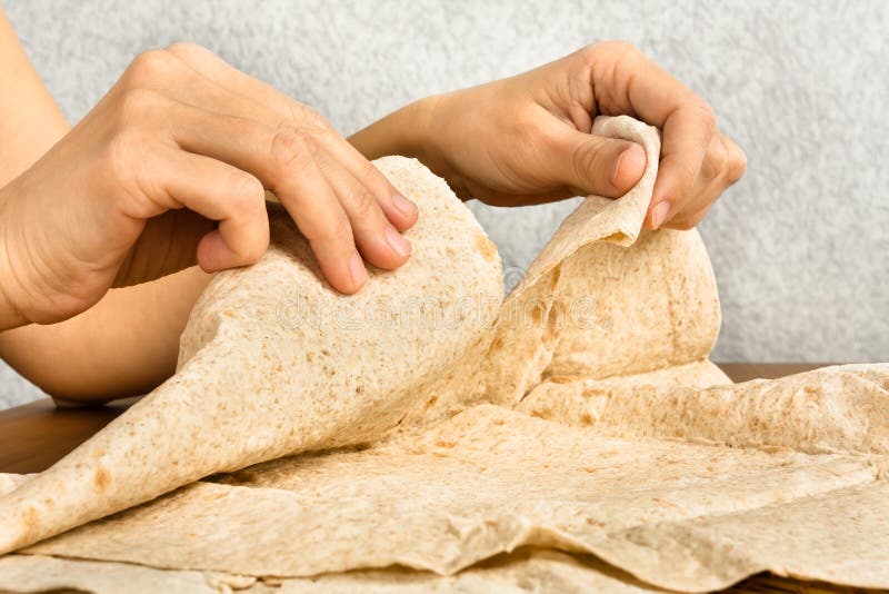 Hands Tear Off a Piece of Pita Bread Stock Image - Image of food ...