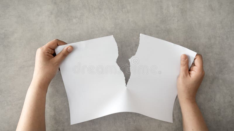 Hands Tear Paper High Angle View Stock Image - Image of empty ...