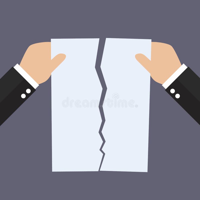 Hands Tearing Apart Document Paper Stock Vector - Illustration of ...
