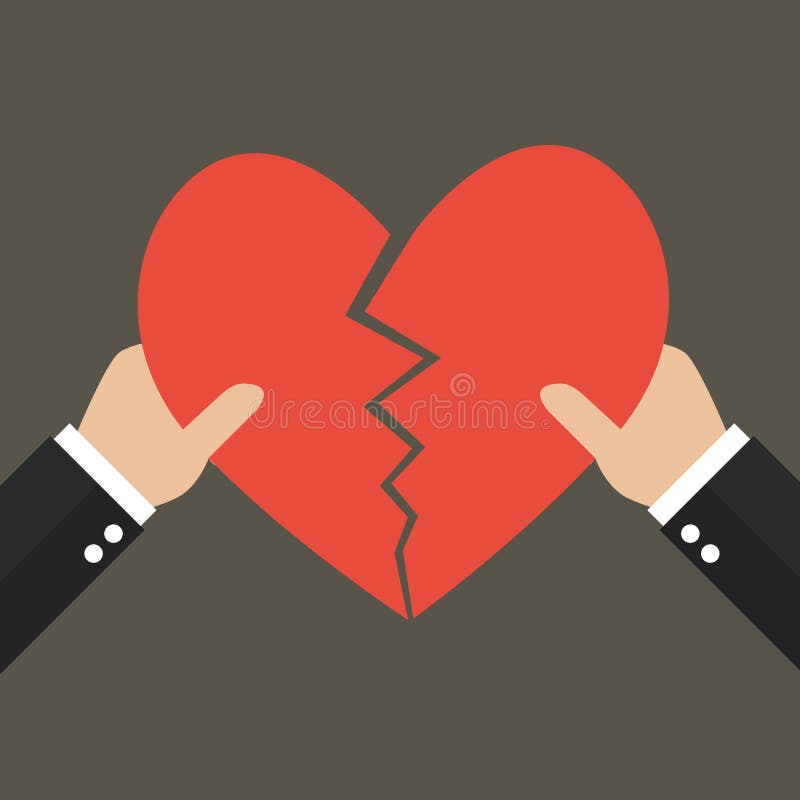 Hands Tearing Apart Heart Symbol Stock Vector - Illustration of ...