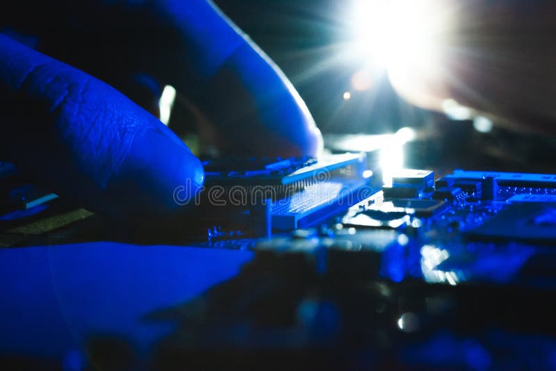 Hands of the Technician Repairing a Computer on Desk. Stock Photo ...
