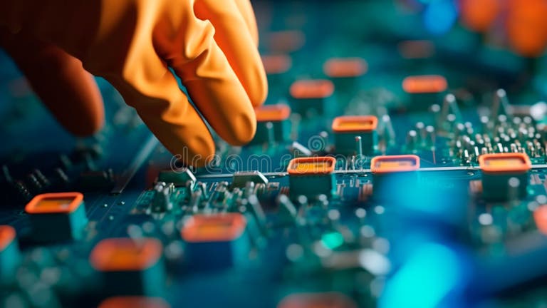 Hands of Technicians in Factory Deftly Handle Computer Components ...