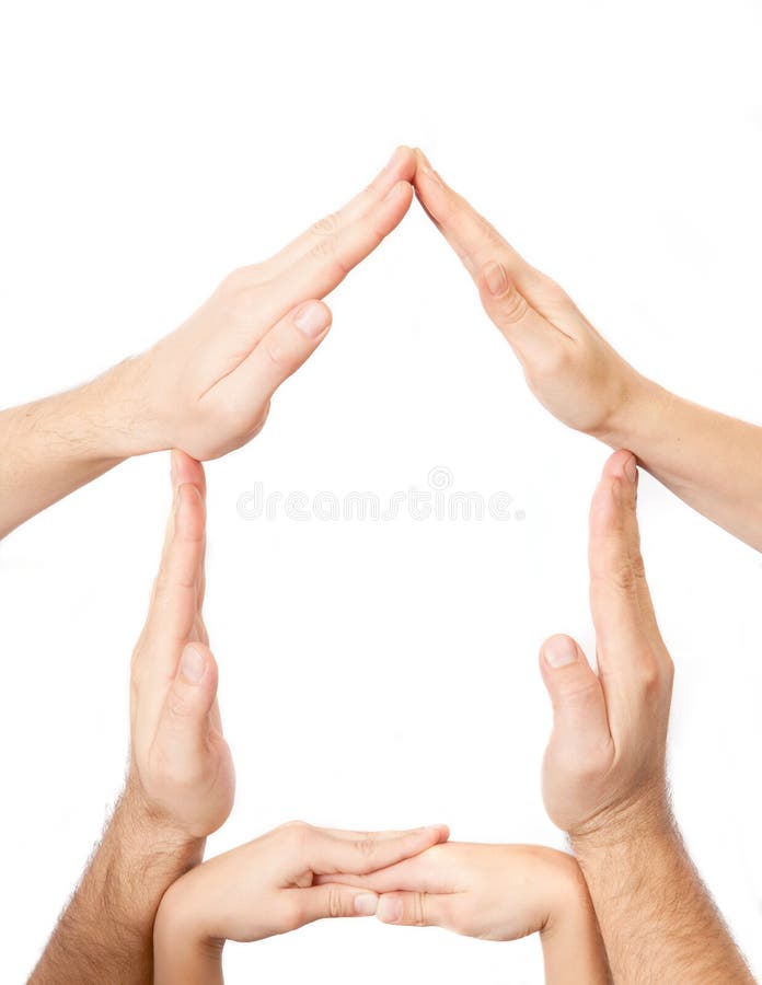 Hands of the Man Made a Home Shape Stock Image - Image of sign, life ...