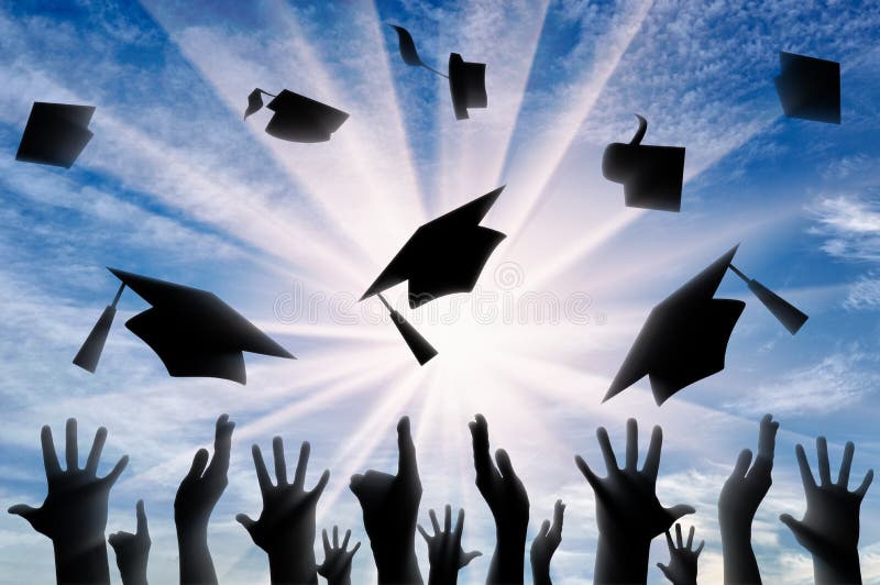 Hands Throwing Graduate Cap in Sky Stock Photo - Image of life ...