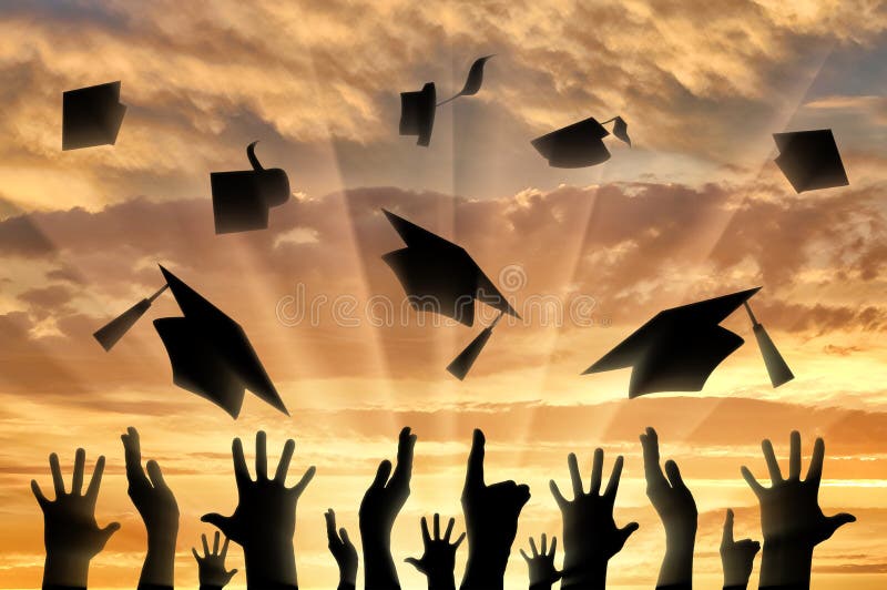 Hands Throwing Graduate Cap in Sky Stock Photo - Image of life ...