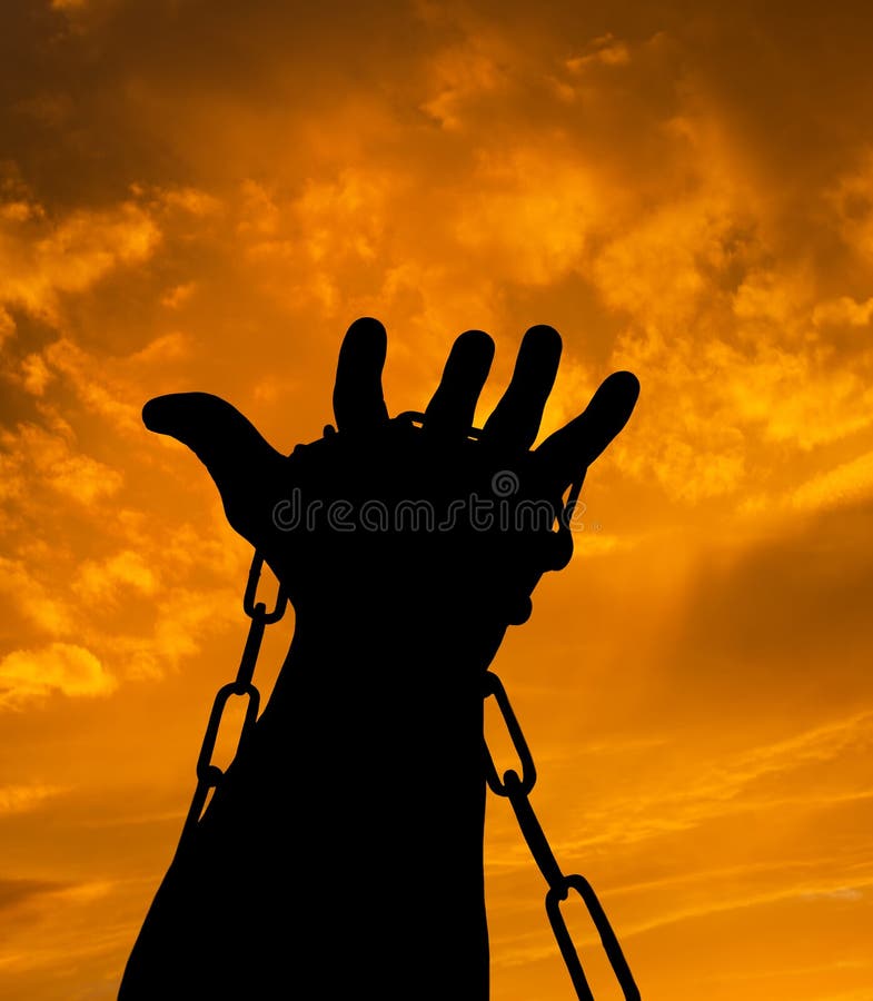 Hands tied up with chains stock image. Image of people - 274316971