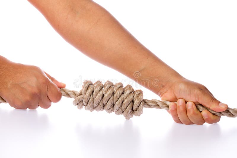 Hands Tightening Knot on White Background Stock Photo - Image of knot ...