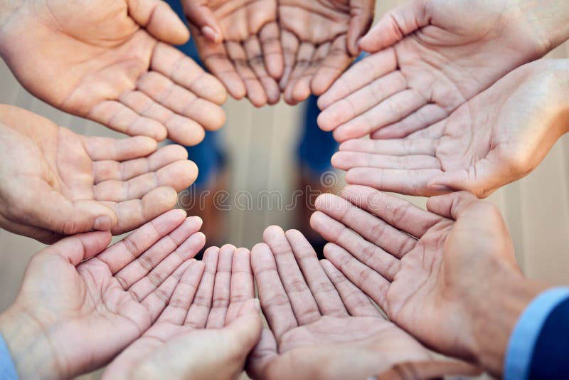 Hands, Together and Circle with Unity for Team Building Business People ...