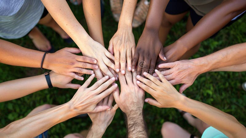 Hands Together Representing Teamwork Stock Illustration - Illustration of diversity, teamwork ...