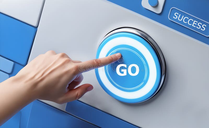 Hands Touch Buttons on Control Panel. Go for Success Stock Illustration ...
