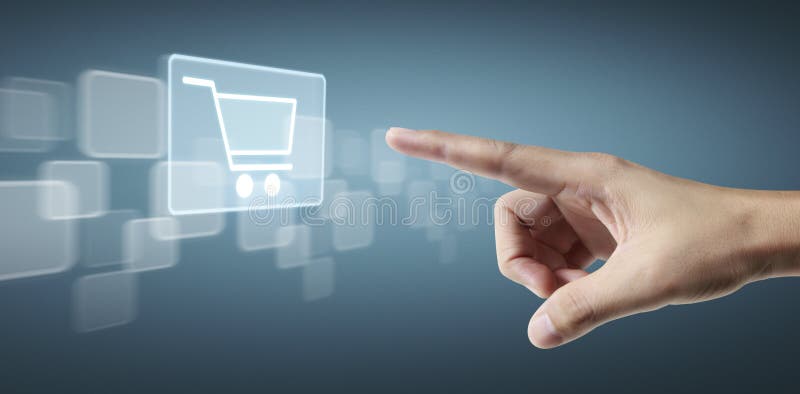 Hands Touching Button Screen Interface Global Connection Customer ...
