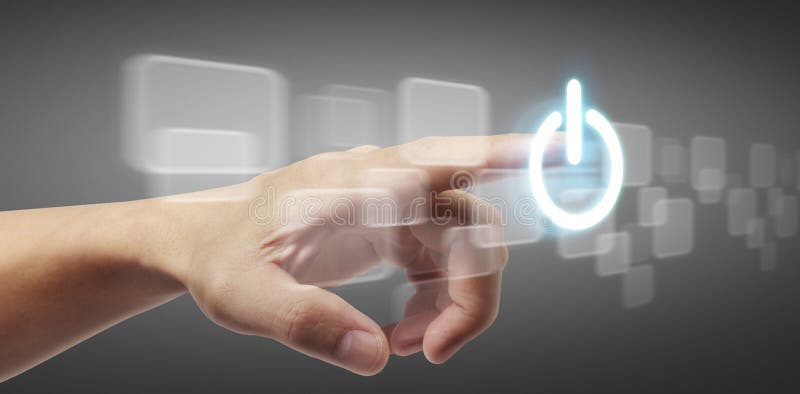 Hands Touching Button Screen Interface Global Connection Customer ...