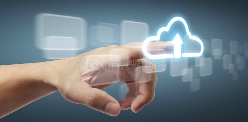 Hands Touching Button Screen Interface Global Connection Customer ...