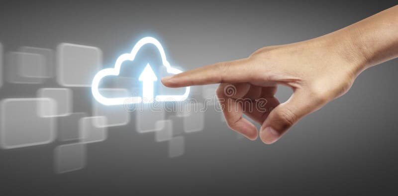 Hands Touching Button Screen Interface Global Connection Customer ...