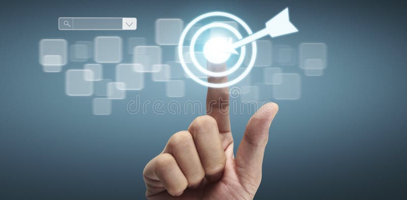 Hands Touching Button Screen Interface Global Connection Customer ...