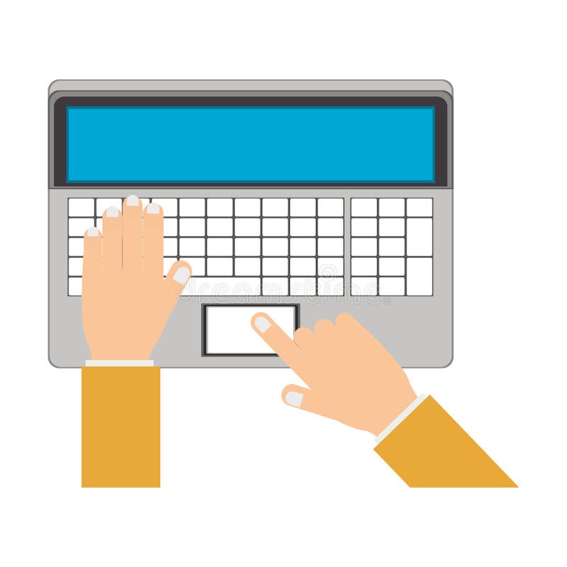 Hands touching a computer stock vector. Illustration of fist - 80419818