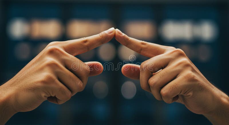 Two Hands, Lit by a Blurred Background, Join Their Fingertips To Form ...