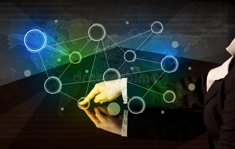 Hands Touching Interactive Table Stock Image - Image of corporate, desk ...