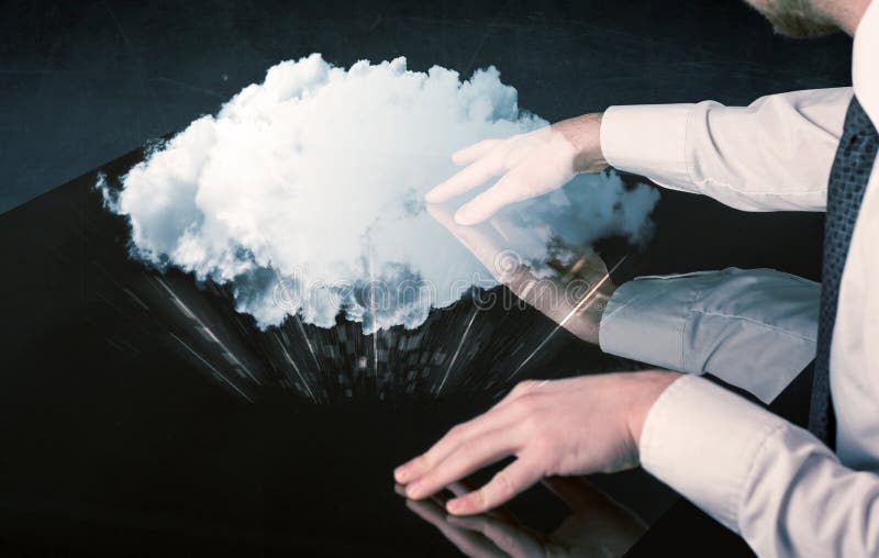 Hands Touching Interactive Table Stock Image - Image of cyberspace ...