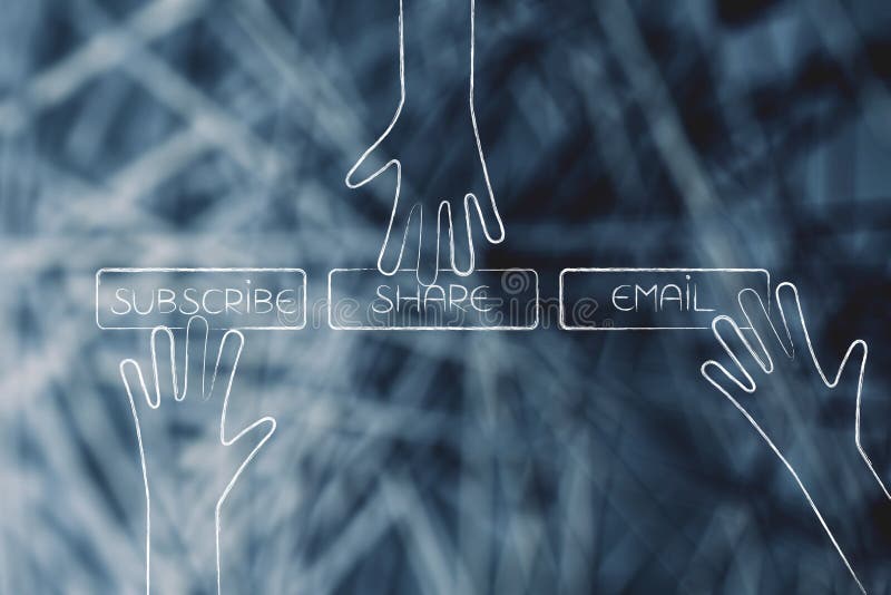 Hands Touching Subscribe Share Email Buttons Stock Illustration ...