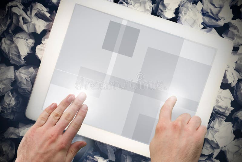 Hands Touching Tablet Screen Stock Illustration - Illustration of ...