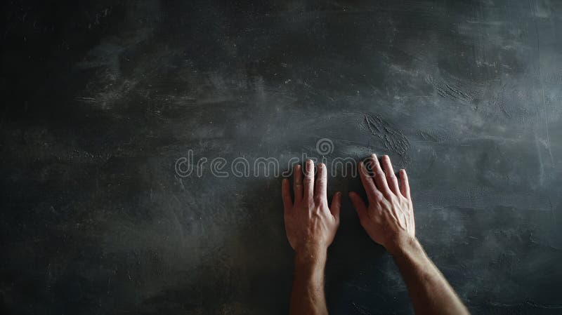Hands Touching Textured Dark Surface Creating a Sense of Touch and ...