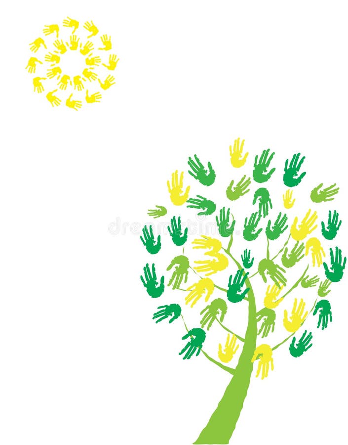 Hands Tree stock vector. Illustration of palm, green - 28926939