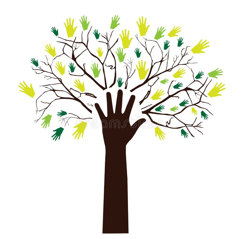 Green Hand Print Tree Environment Illustration Stock Vector ...
