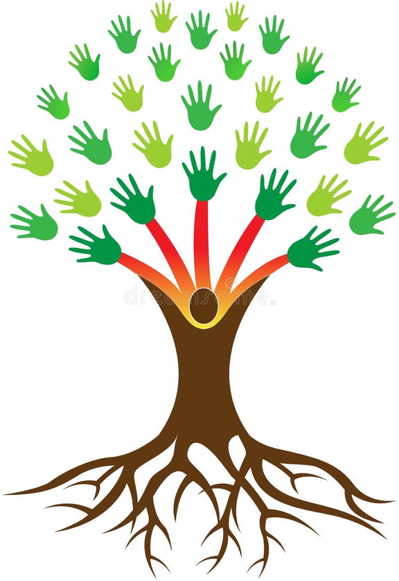Hands tree with root stock vector. Illustration of achieve - 42781978