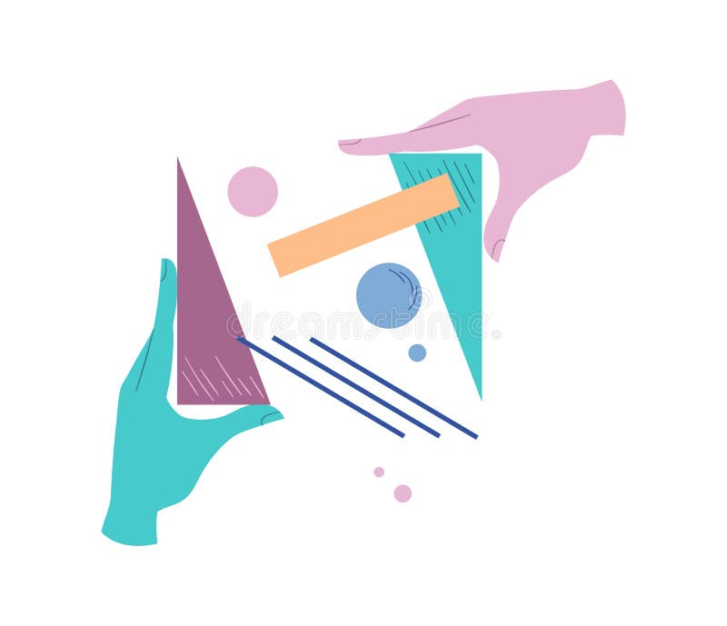 Hands with triangles stock vector. Illustration of element - 237463745