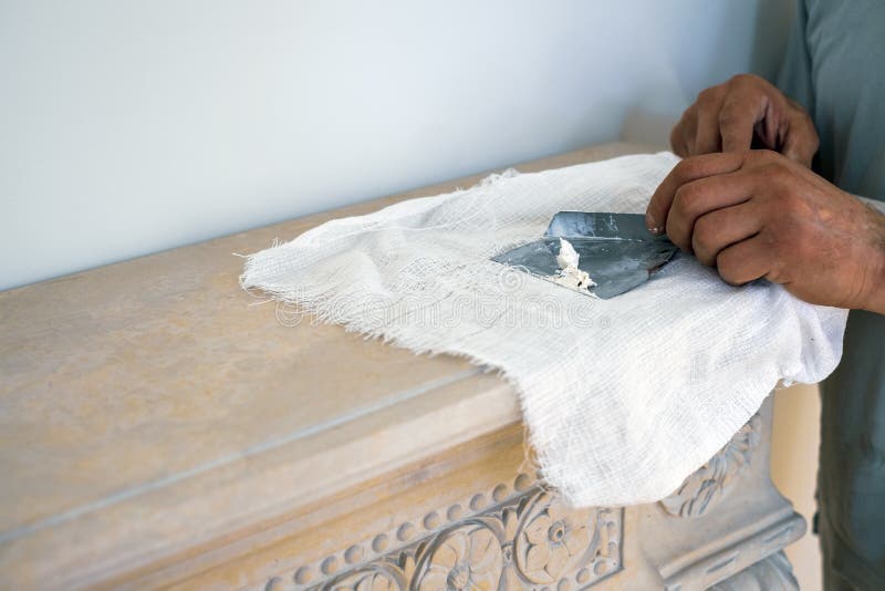 Restoring a marble stock image. Image of repair, restoration - 243606215