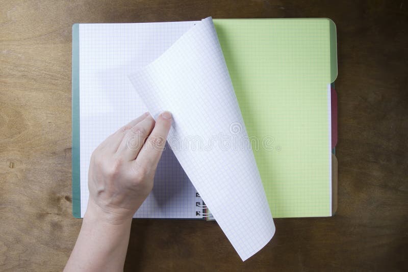 Hands Turn Pages of the Notebook Stock Image - Image of display, flip ...