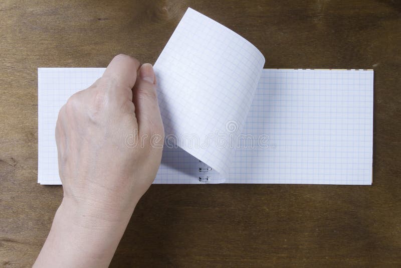 Hands Turn Pages of the Notebook Stock Photo - Image of hand, clear ...