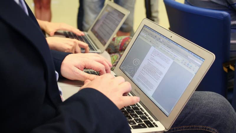 Hands of Two Men Typing on Laptops during Stock Video - Video of ...