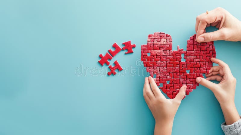 The Heart Puzzle Assembly. AI Generated Stock Image - Image of help ...