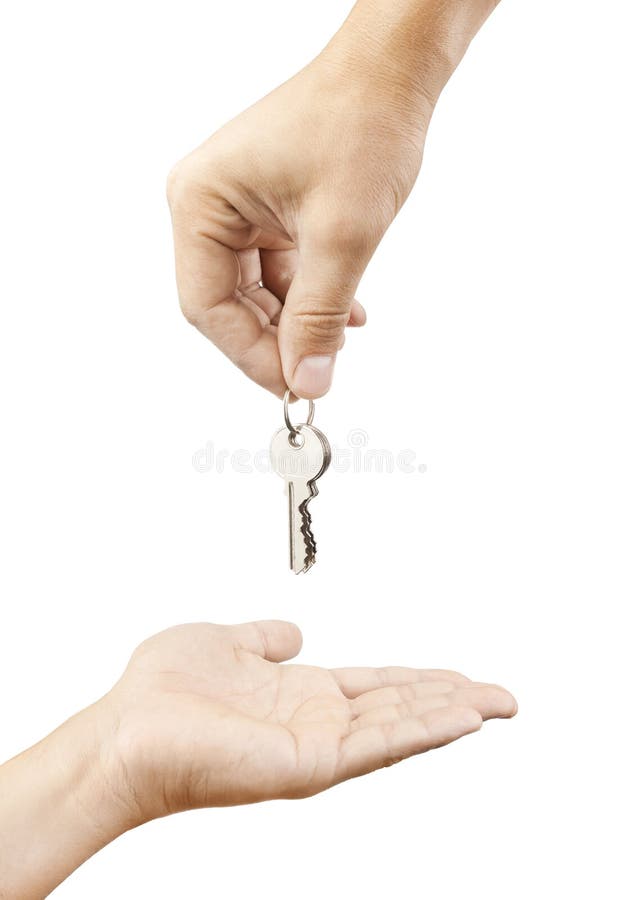 Hands of Two People, Giving and Taking Keys Stock Photo - Image of ...